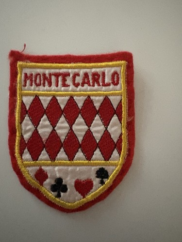 Vintage Monte Carlo Woven Cloth Patch Badge Sew On Travel Souvenir Red ...