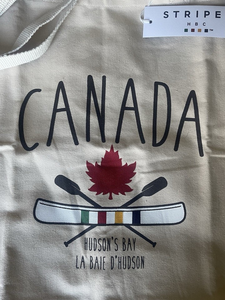 Hudson's Bay HBC Stripes Canada Cotton Tote Bag 16.5" x 14.5" - New ...