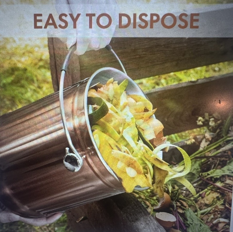 COPPER COMPOST BIN WITH LID 1.3 GALLON CHARCOAL FILTER COUNTERTOP ...