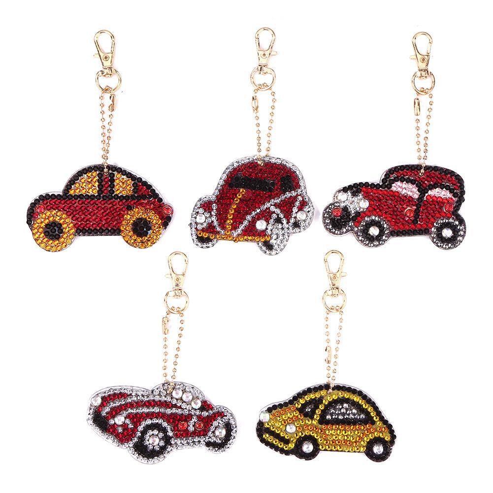 5pcs DIY Full Drill Special Shaped Diamond Painting Car Keychain ...