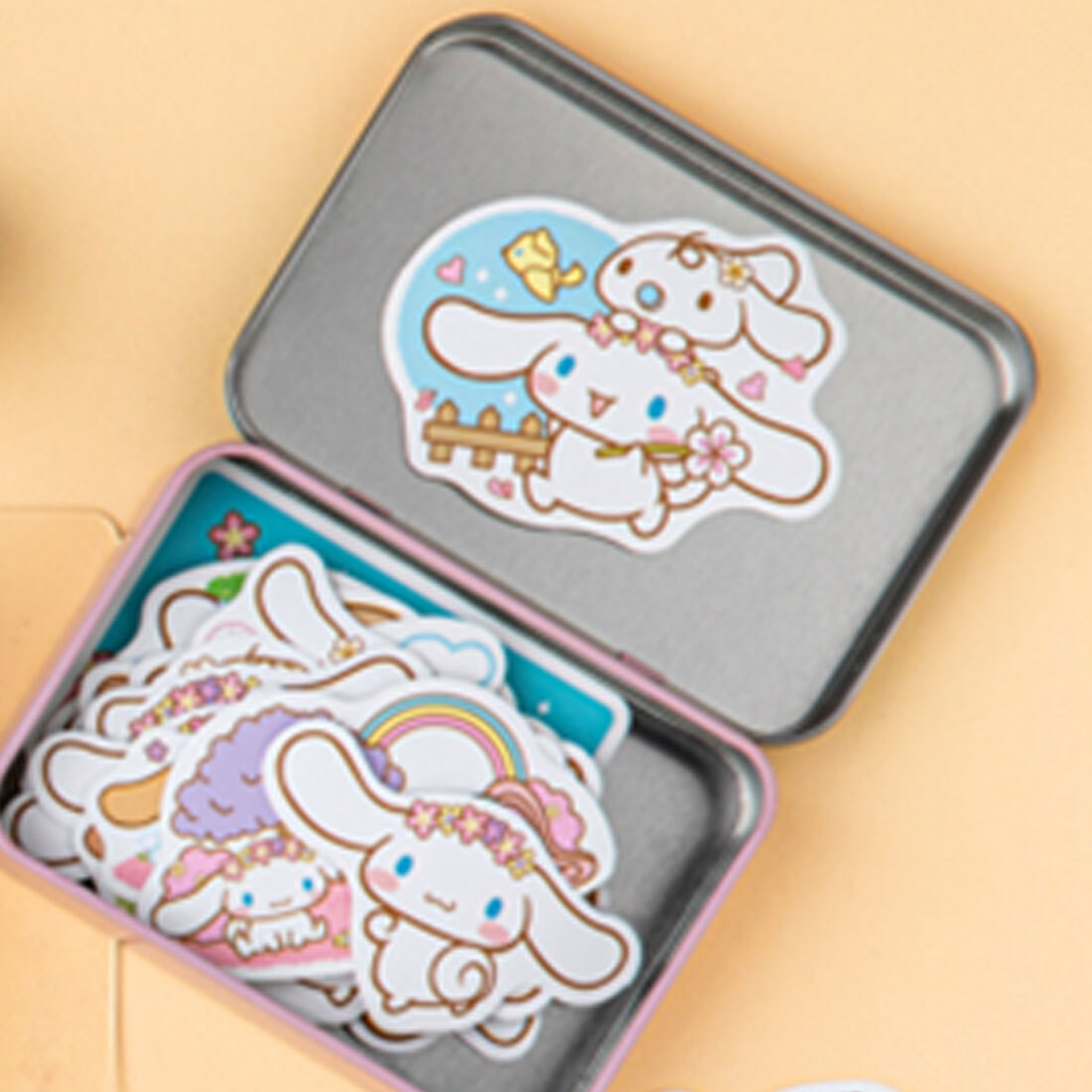SANRIO CINNAMOROLL TIN BOX TINCASE WITH CUTE CHARACTERS STICKER PACK | eBay