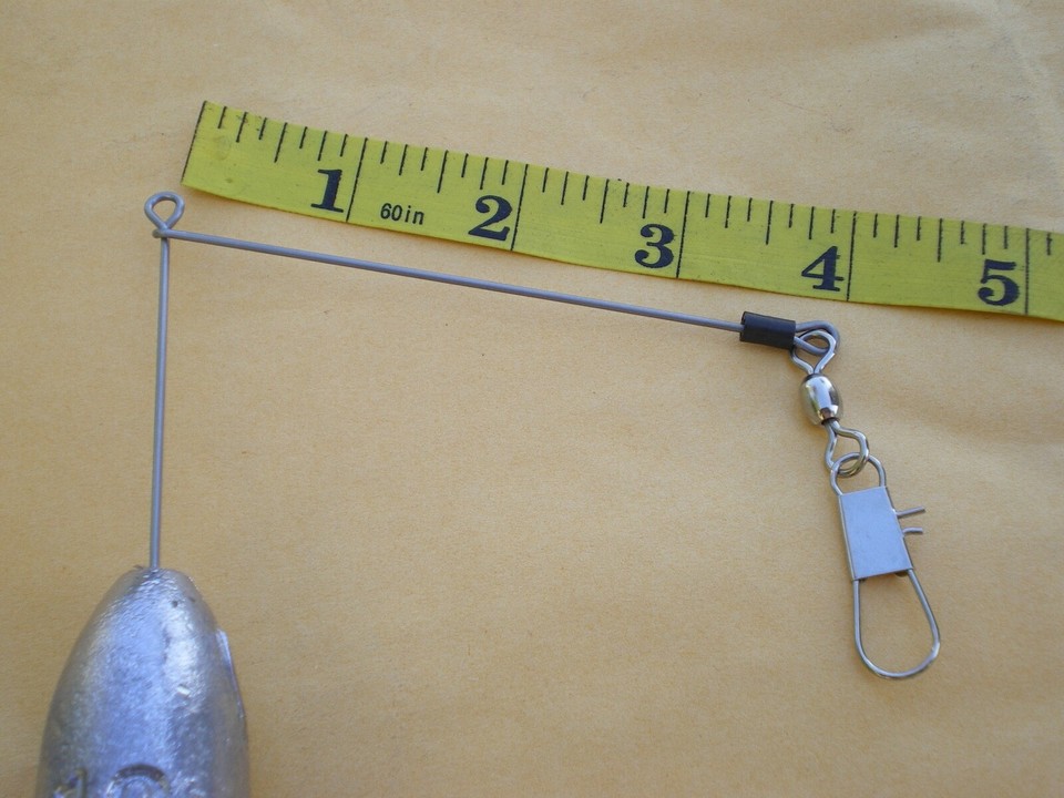 5 PCS. BOTTOM BOUNCER SINKER 12 OZ. W/STAINLESS S. WIRE 051 X 10" LEG X ...