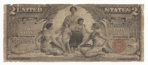 1896 $2 Dollar Bill Educational Note Silver Certificate Very Rare 831 ...