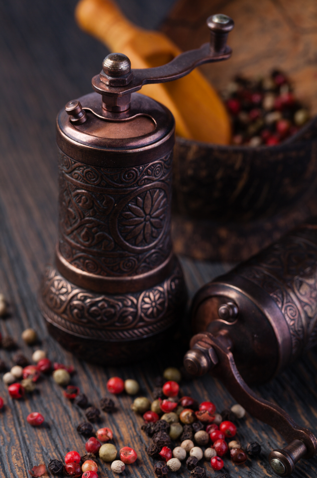 Traditional Turkish Pepper Grinder, Small Vintage Look Mill, 6 Colour ...