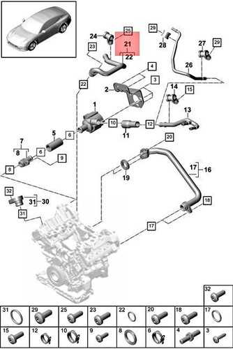 Genuine PORSCHE Panamera 971 97A 97B 97C Coolant Pipe 9A712107511 | eBay