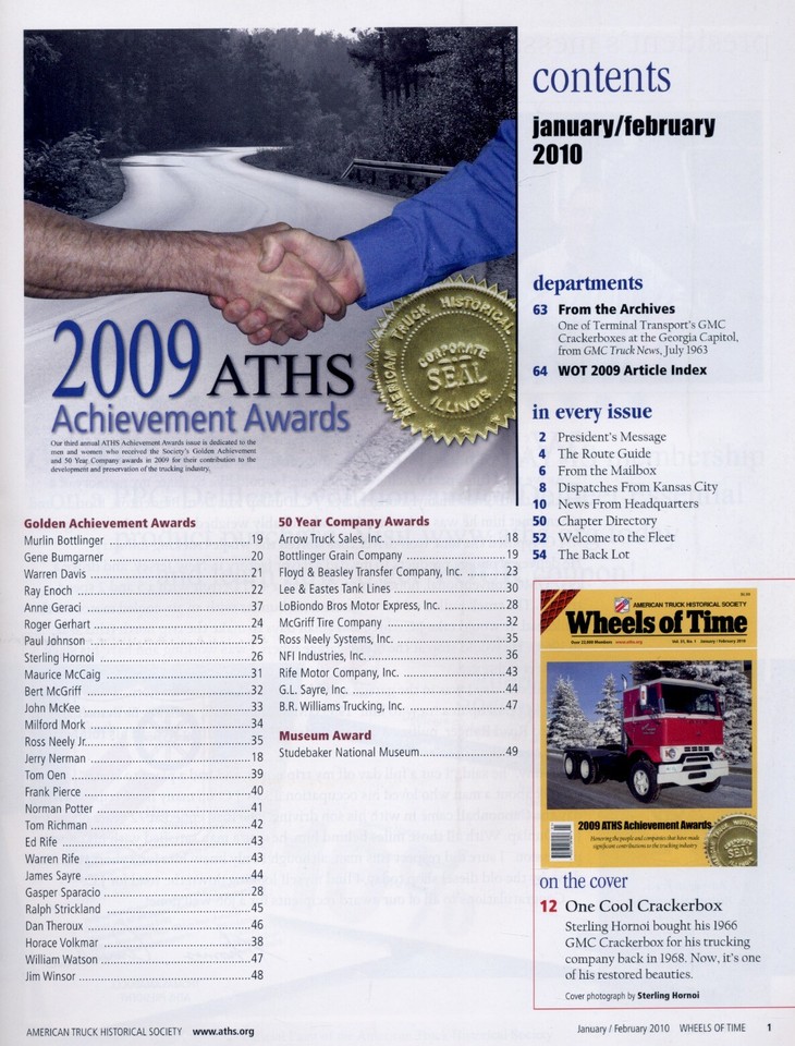 WHEELS OF TIME JAN/FEB 2010 ATHS ACHIEVEMENT AWARDS Contributions to Trucking | eBay