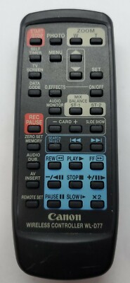 Canon WL-D77 Remote Control ZR25MC ZR30MC GL2 ZR45MC 7920A001 ELURA40MC ...