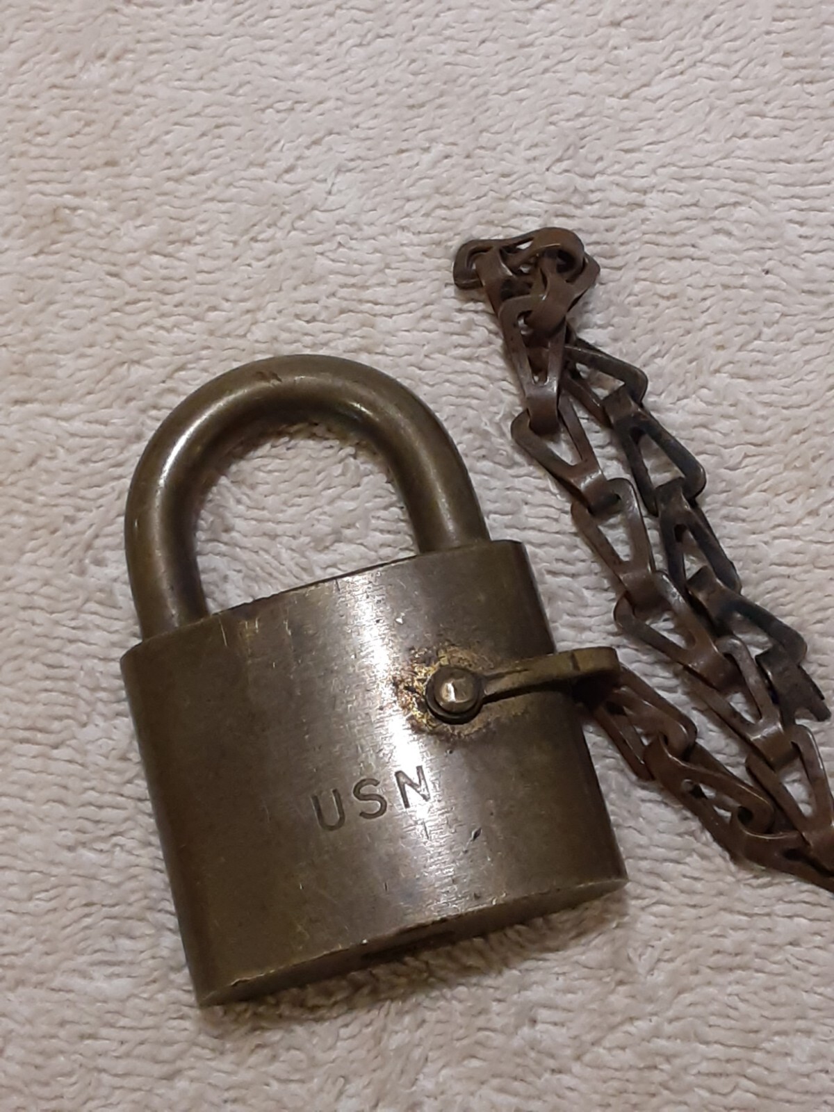 Vintage U S NAVY Brass Hurd Padlock Lock USN Marking Detroit USA No Key ...