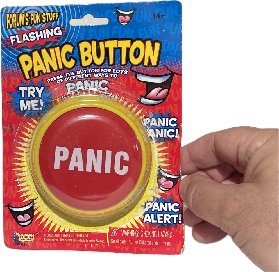FLASHING PANIC BUTTON Funny Office Desk Gift Gag Joke Prank Alert Alarm ...