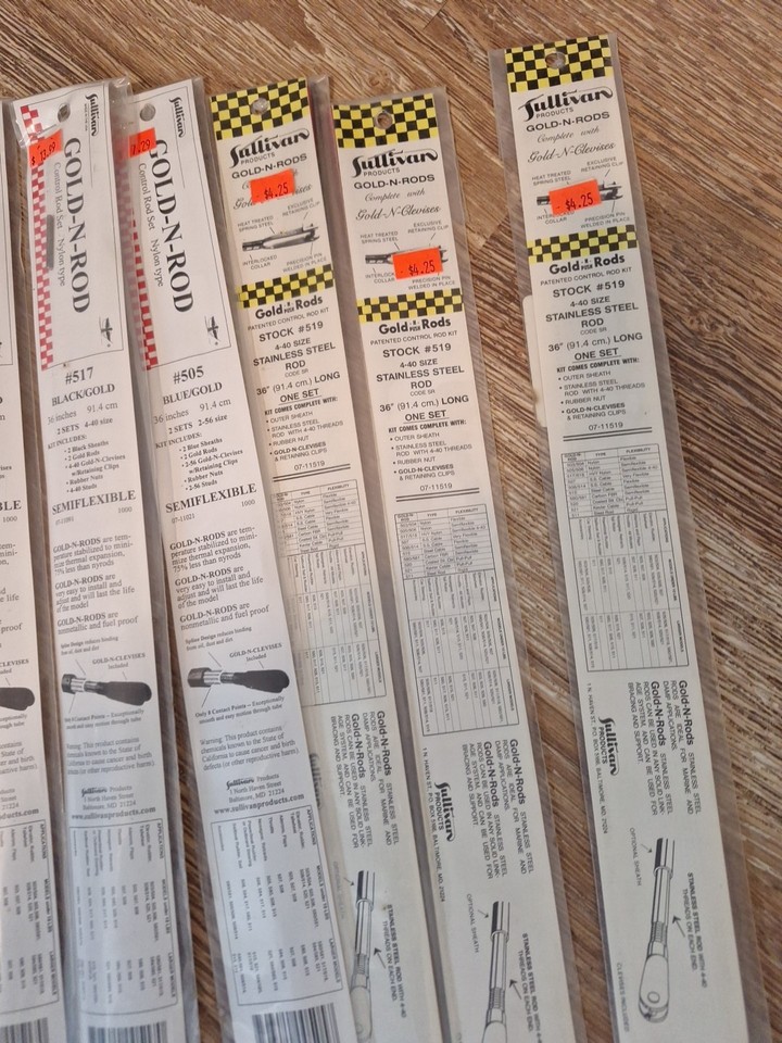 Lot of 19 Sullivan 36” Control Rods New Old Stock See inventory list RC ...