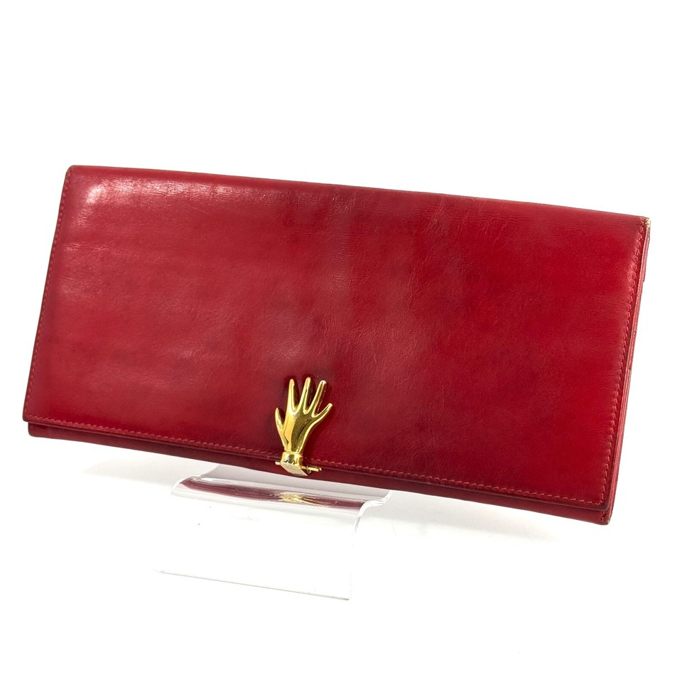 GUCCI RARE Vintage Red Gold Metal Hand Clasp Wallet From Japan Auth | eBay