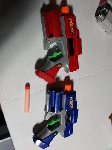 NERF Crossfire Pistol Soft Dart Hand Gun Lot of 2 Blue Red TESTED ...