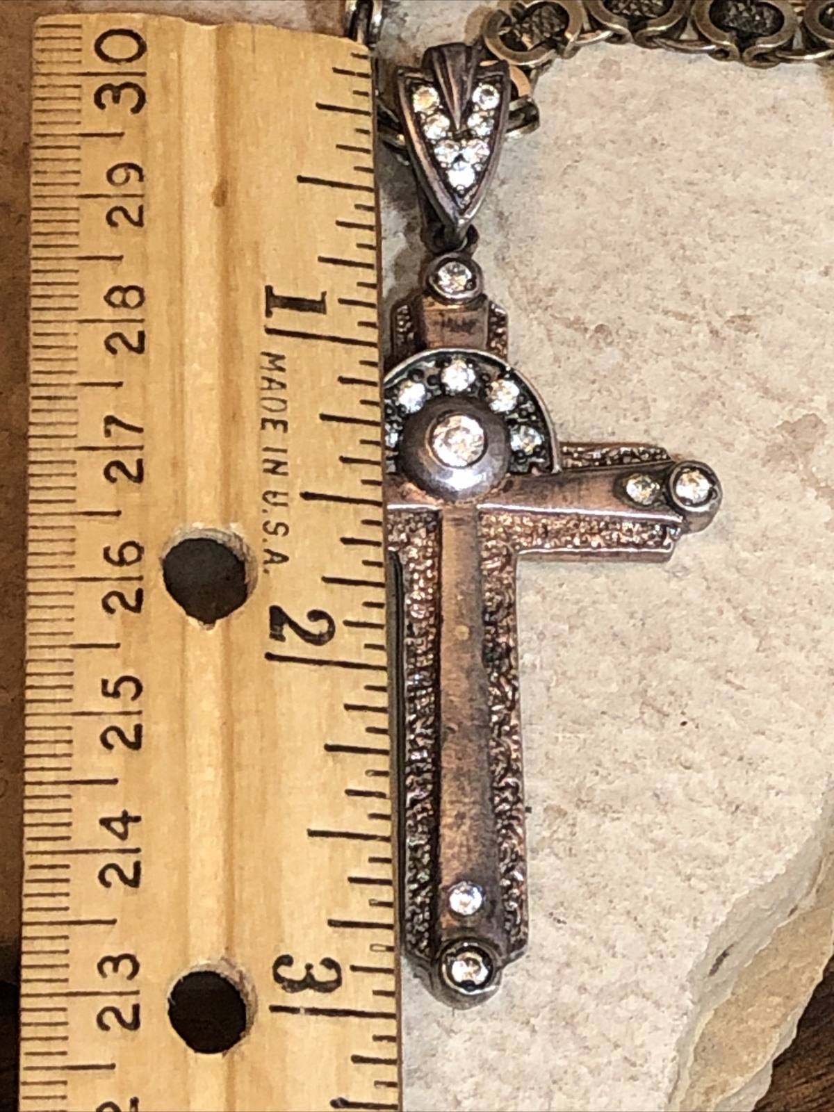 6. Radium 925 Flat Byzantine Chain Silver tone CZ CRO… - Gem