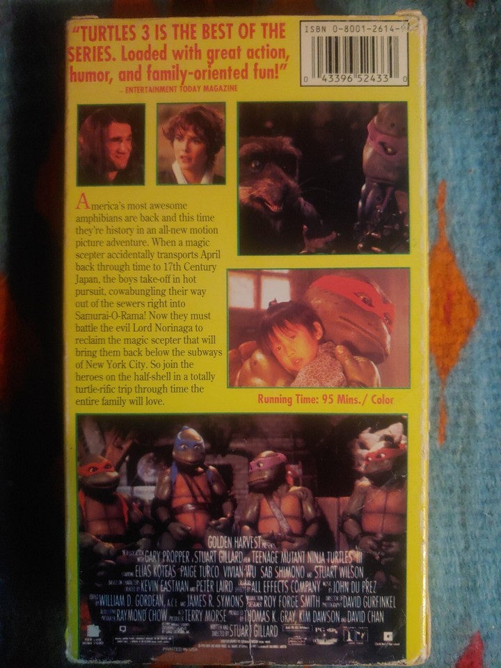 The Teenage Mutant Ninja Turtles III (VHS, 1993) Elias Koteas Paige ...