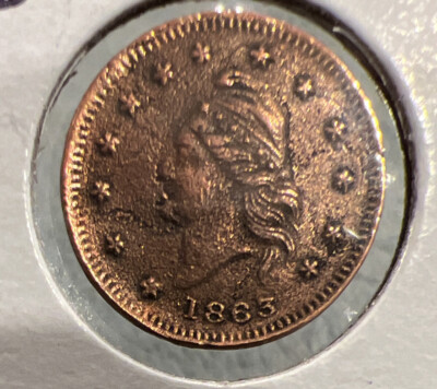 1863 Civil War Token Union Forever Crossed Swords Rotated And Die Break ...