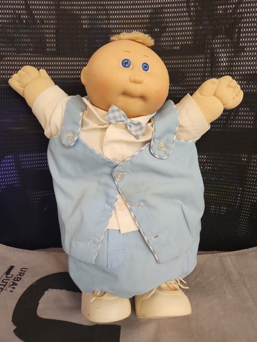 Cabbage Patch Kid Preemie Doll 1978 1982 Baby Boy Bald Blond Tuft Blue ...
