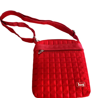 LUG Quilted Crossbody Bag Red Nylon Travel RFID Handbag Shoulder Purse ...