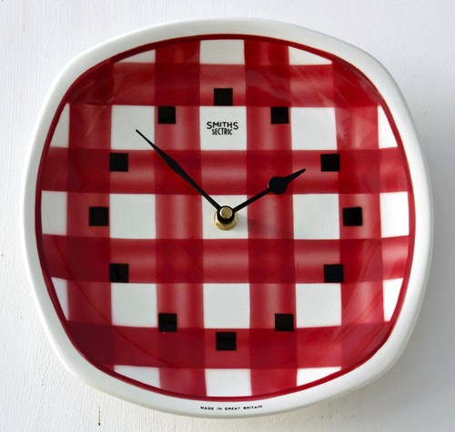 Vintage 24cm Smiths Wall Clock - Ceramic Retro Mid Century Style Red ...