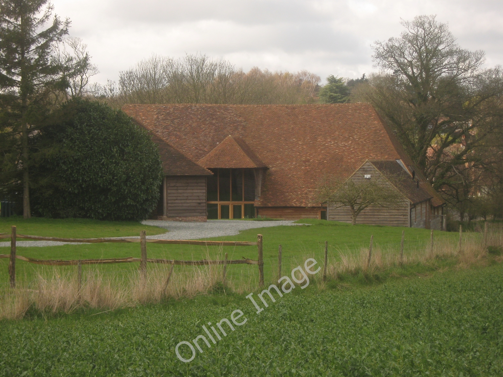 Photo 6x4 Court Lodge Barn Petham On Church Lane, as seen from a ...