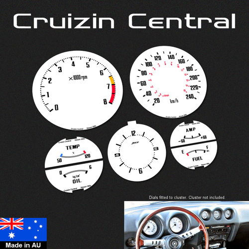 Plastic WHITE DECALS for 240Z 260Z 280Z gauge speedo tacho sticker ...