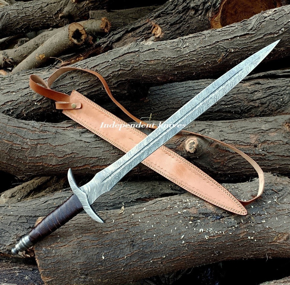 Crafted Razor Sharpe Sword 31' Real Damascus Steel Full Tang Sword With ...