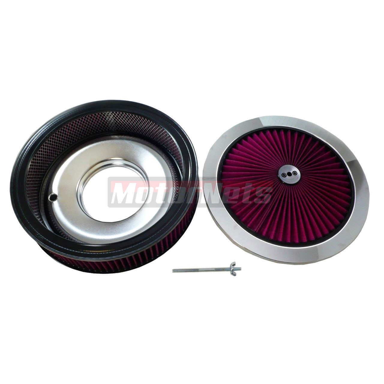 14"x3 Chrome Washable Air Cleaner Max Flow Top Flat SBC 350 BBC Chevy ...