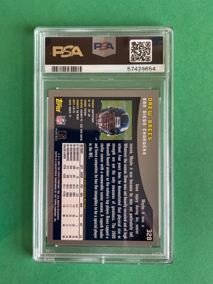 Drew Brees Topps Rookie Football Card #328 - San Diego Chargers HOF ...