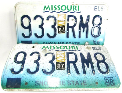 Vintage Missouri Car Truck License 2 Plates 933 RM8 Retired Show Me ...