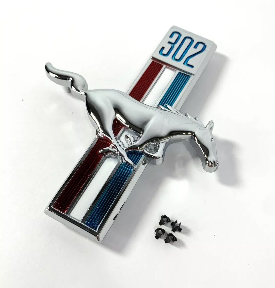 (RH) Running Horse Tri-Bar Pony 302 Fender Emblem For 1968 Ford Mustang ...