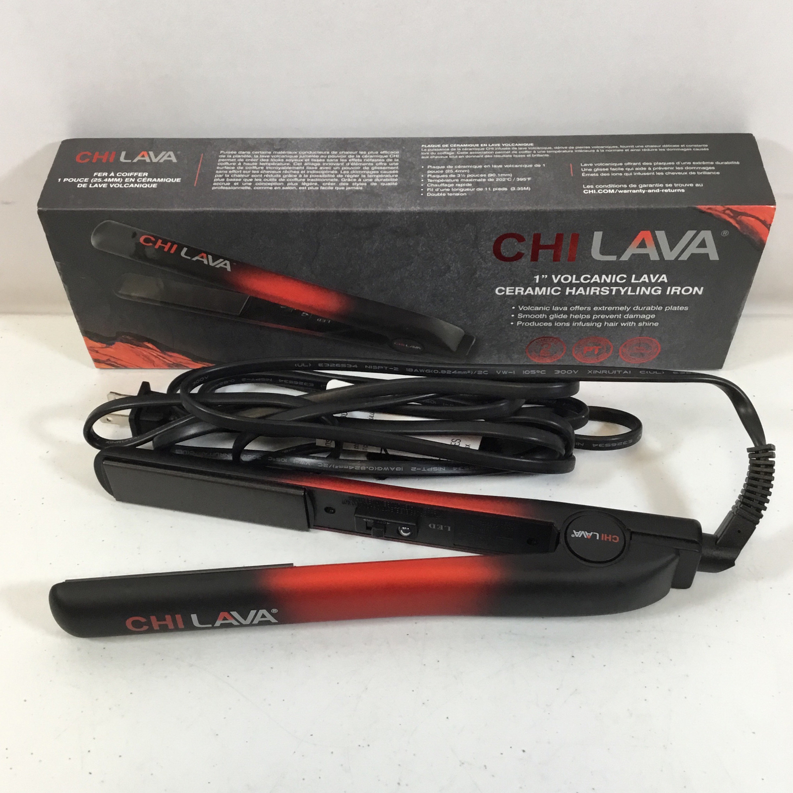 CHI Lava Black Red 1" Volcanic Lava Dual Voltage 300V Ceramic ...