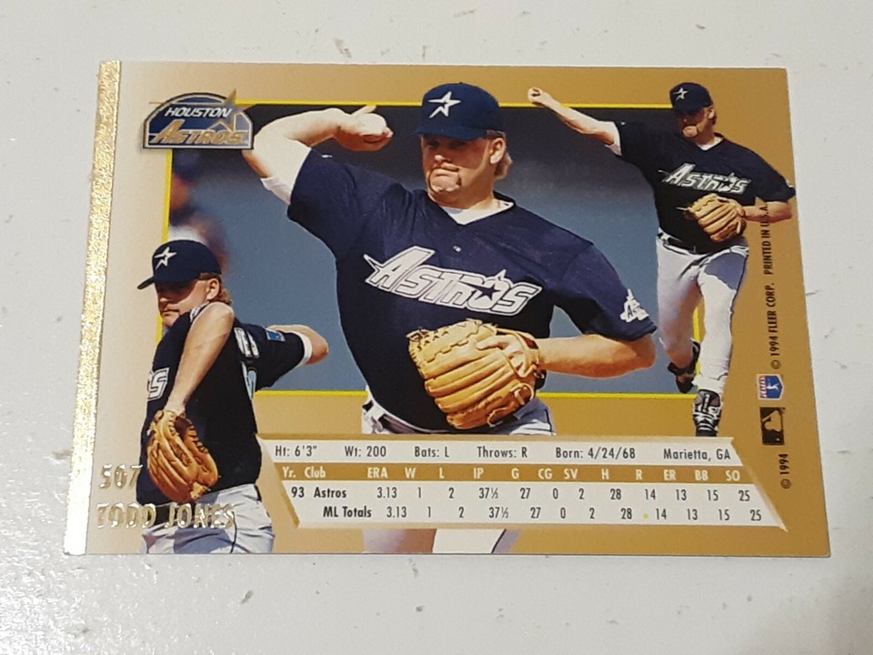 Todd Jones Houston Astros 1994 Fleer Ultra Autograph Card #507 READ ...