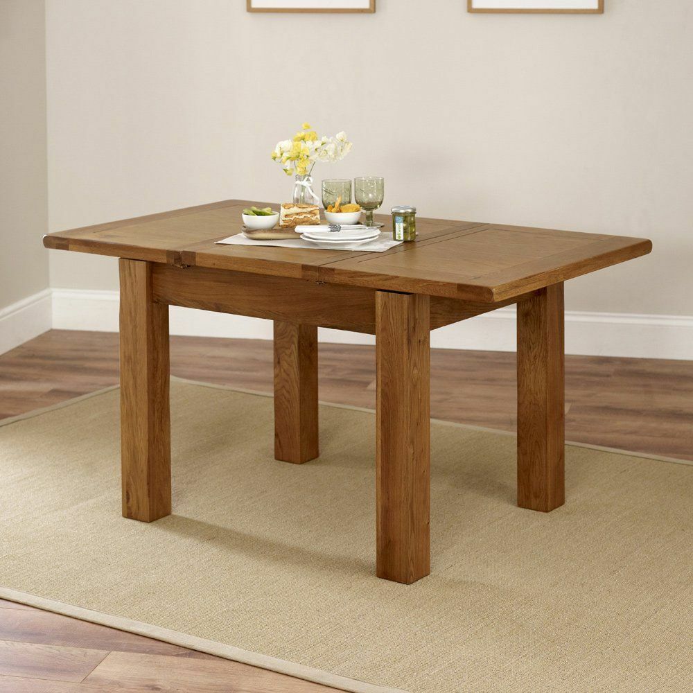 Rustic Oak Small 4-6 Seater Extending Dining Table Dining Room ...