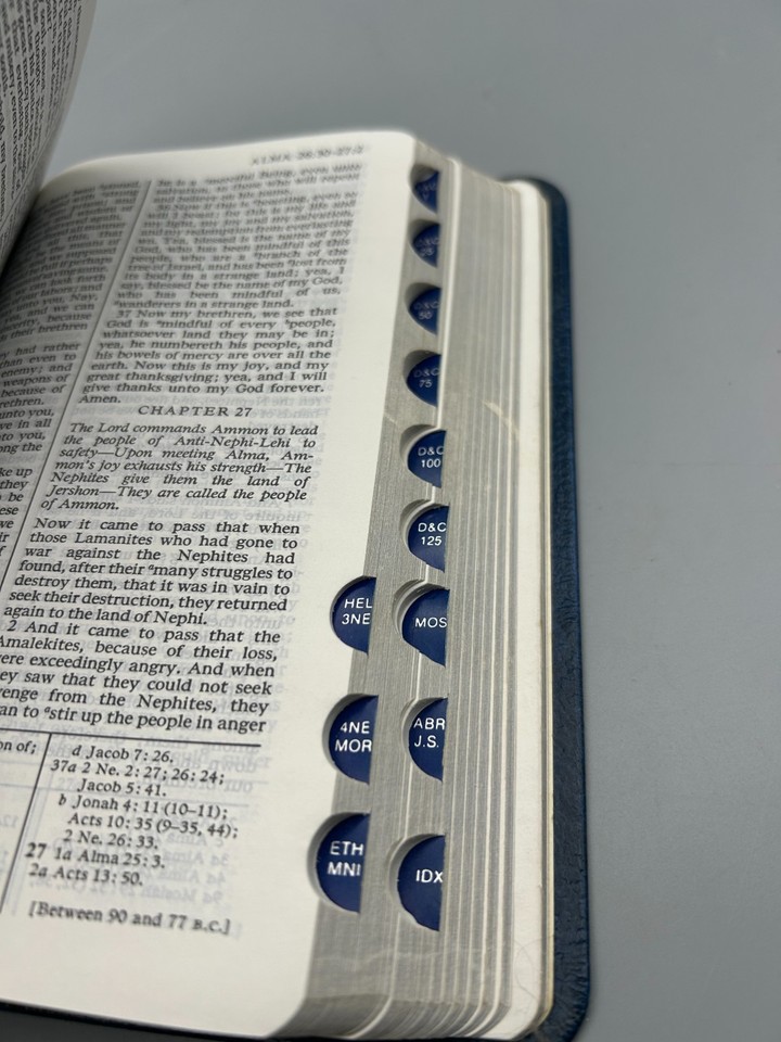 1983 Blue Leather LDS Quad 7-3/8” X 5-1/4” Mormon Bible Pearl Of Great ...