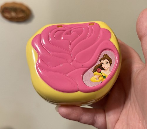 Vintage DISNEY Beauty and the Beast Belle POLLY POCKET Rose COMPACT ...
