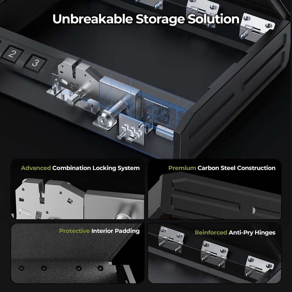 ONNAIS Large Biometric Gun Safe - Fingerprint Pistol Safes with Large ...