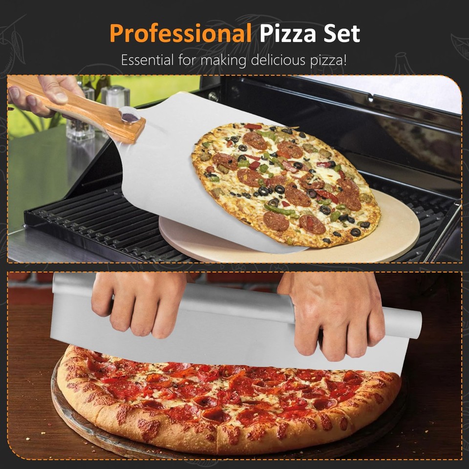 Pizza Peel Spatula with Pizza Cutter Rocker for Dough Bread Pastry | eBay
