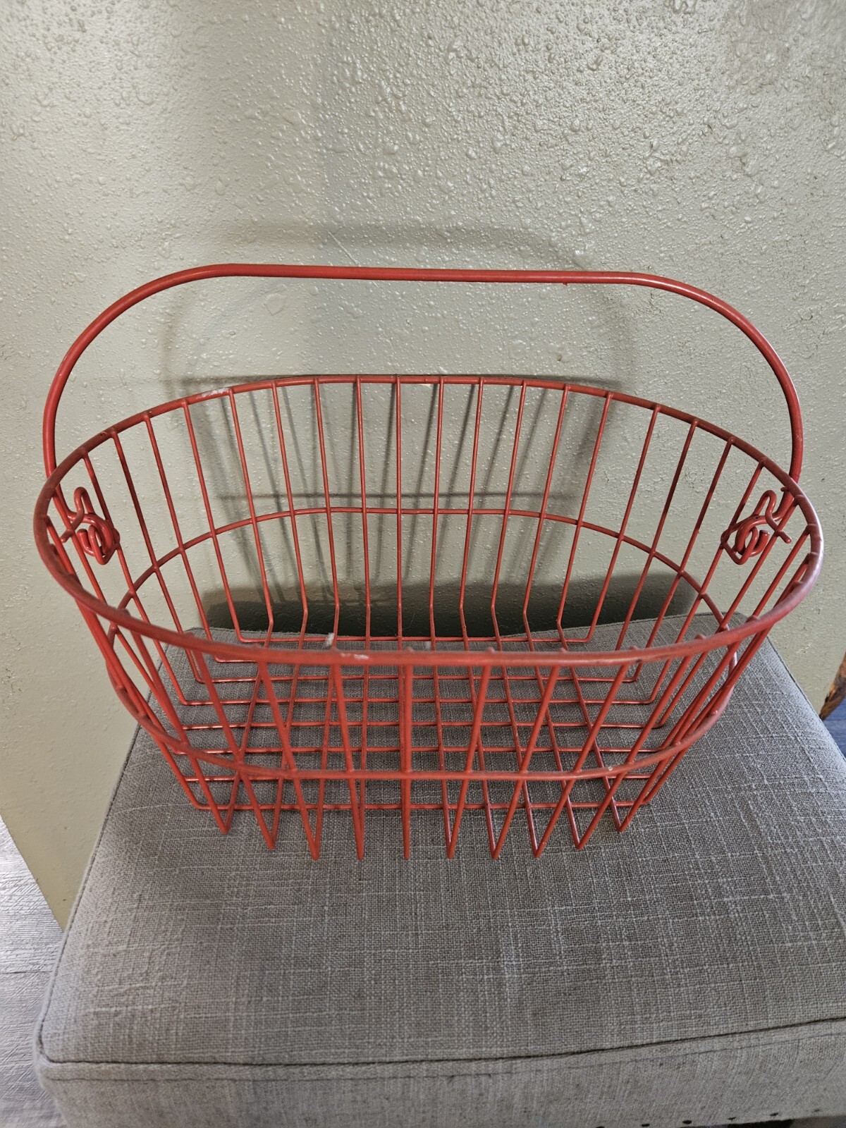 Antique Vintage Red Plastic Coated Wire Basket Large Size | eBay