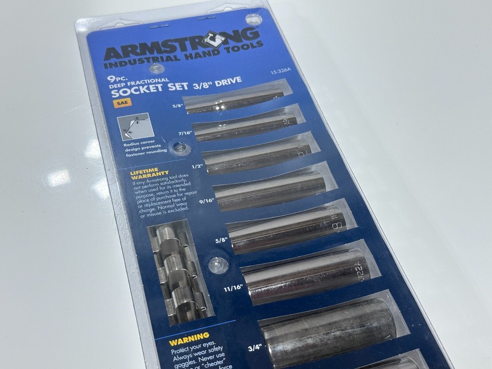 NOS Armstrong Tools USA 15-326A 9pc SAE Deep Socket Set - 3/8” Drive ...