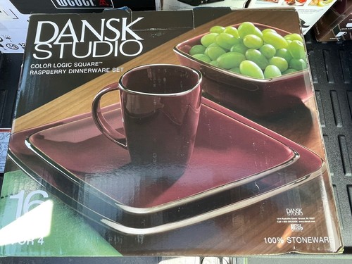 16 PC DANSK Studio COLOR LOGIC STONEWARE DINNERWARE SET RASPBERRY - NEW | eBay