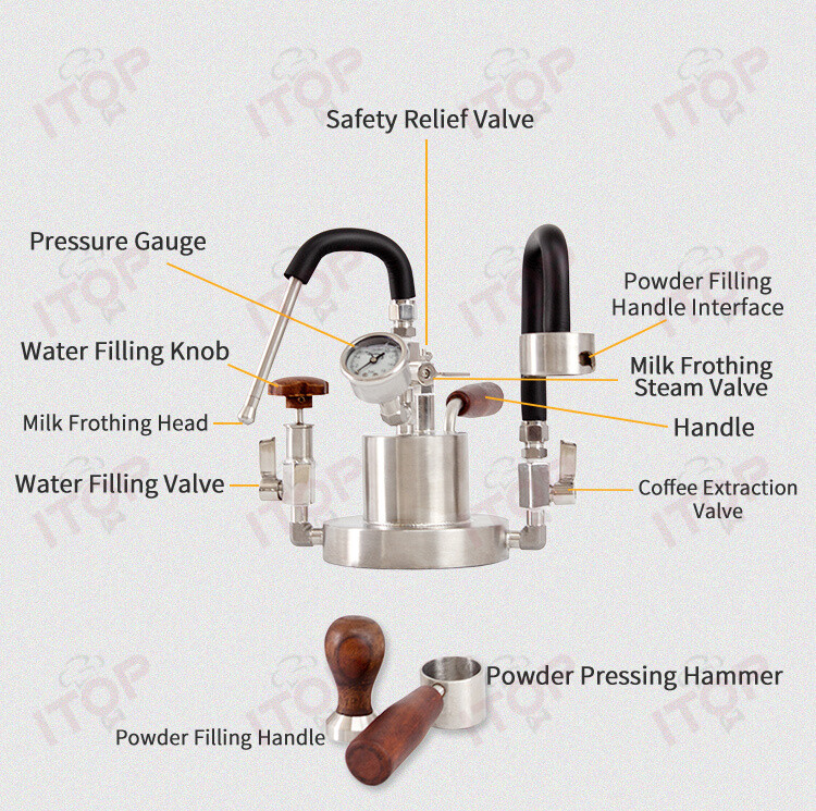 Manual Espresso Maker Stainless Moka Coffee Machine With Milk Frothing ...