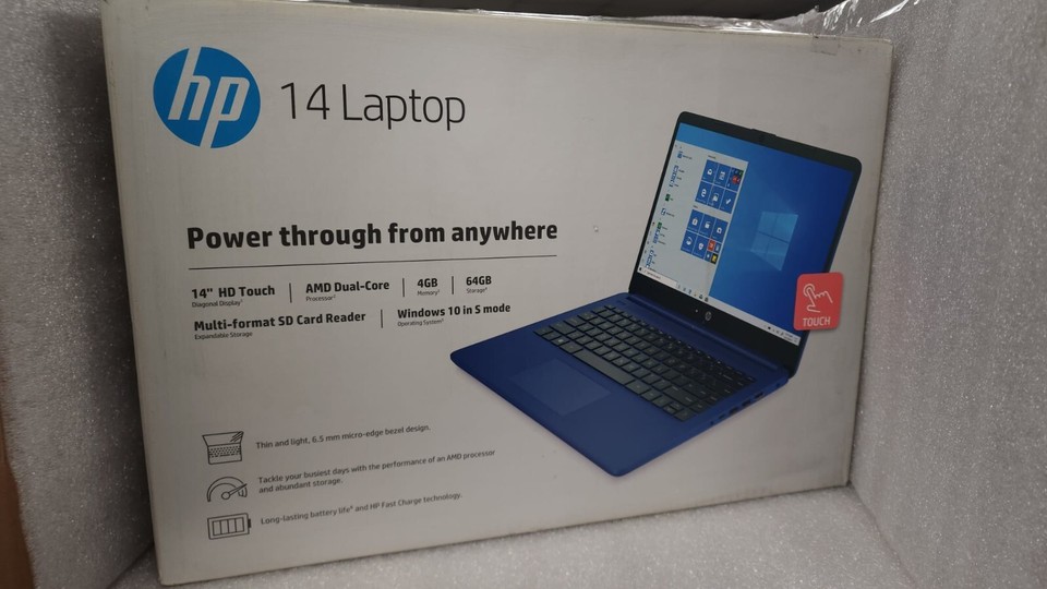 [Box Open] HP laptop 14-fq0037nr, 4GB RAM 64GB SSD, FHD with ...