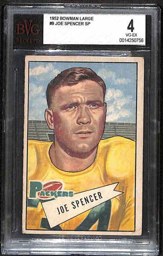 1952 Bowman Large #9 Joe Spencer SP RC BVG 4 VGEX C87623 | eBay