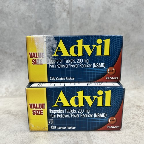 2 Pack! Advil Value Size Ibuprofen 200mg. - 130 Coated Tablets Exp 04/ ...