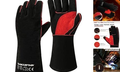 Leather Forge Welding Gloves, Heat/Fire Resistant 16 inches 16inch ...
