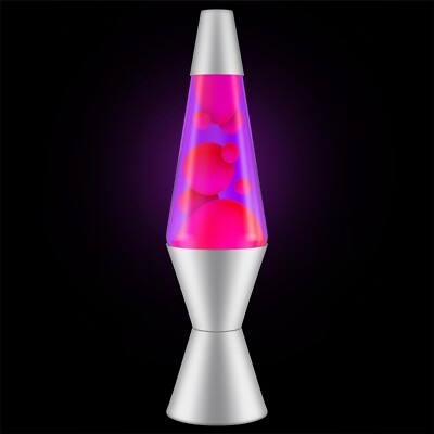 Lava Lamp 14.5 Inch Tall Classic Silver Base Pink Lava Purple Liquid | eBay