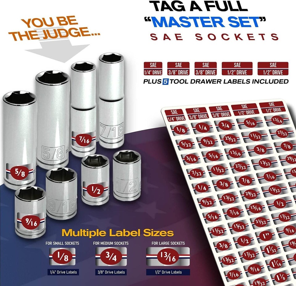 Ultimate Chrome Socket Label Set 357 Chrome Foil Socket Labels. Heavy Duty | eBay