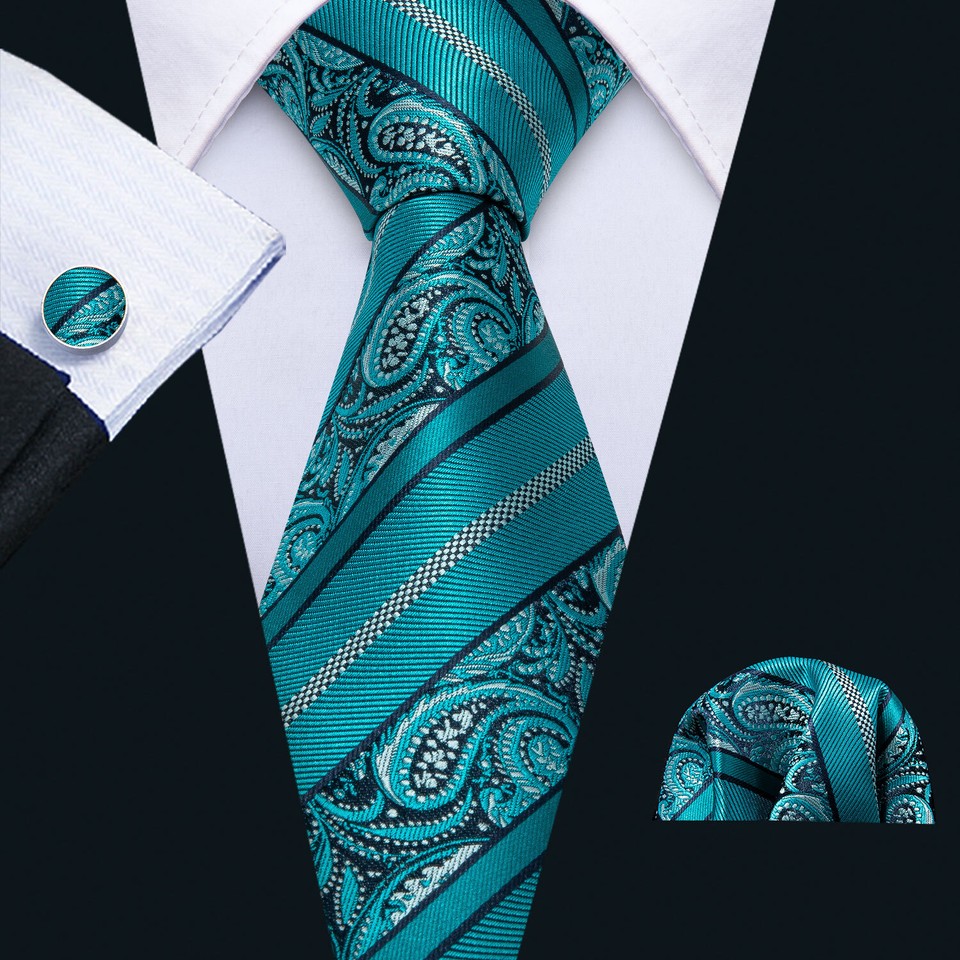 Men's Tie Classic Wedding Necktie and Pocket Square Cufflinks Set ...