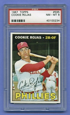 1967 COOKIE ROJAS PSA 8 NM-MT TOPPS PHILADELPHIA PHILLIES RAZOR SHARP ...