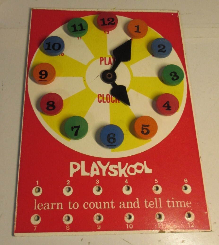 Vintage 1960’s - 70’s Playskool Wooden Play Clock Learn to Count & Tell ...