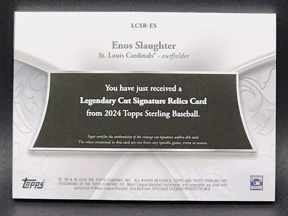 2024 Topps Sterling Legendary Cuts Signature Relics Enos Slaughter 1of1 ...